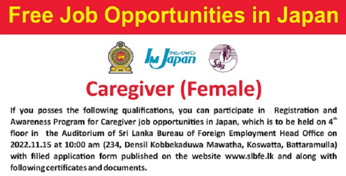 SLBFE to hold special program on Japan caregiver vacancies - Ceylon Daily News